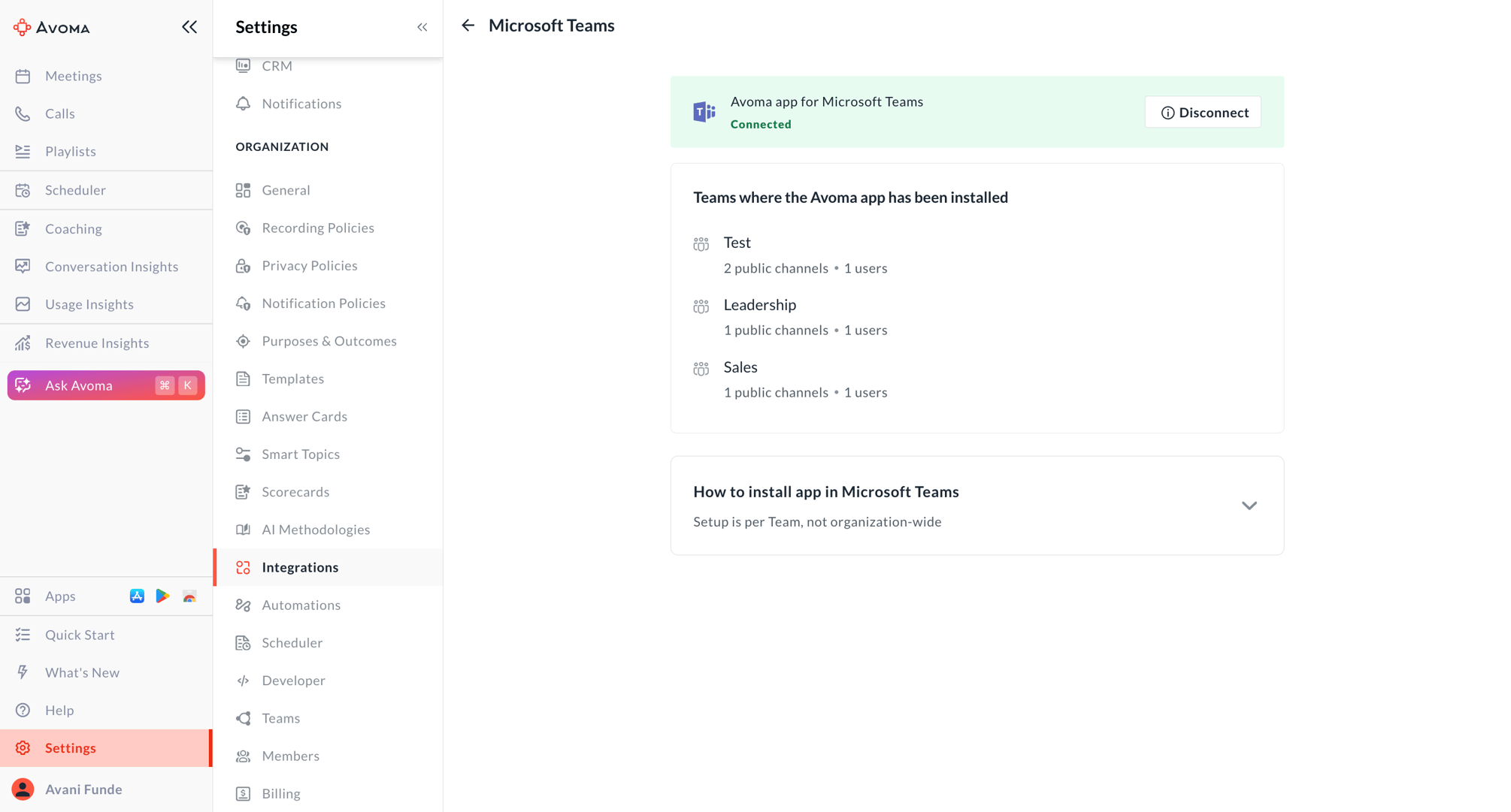 How to set up automated Avoma meeting alerts in Microsoft Teams