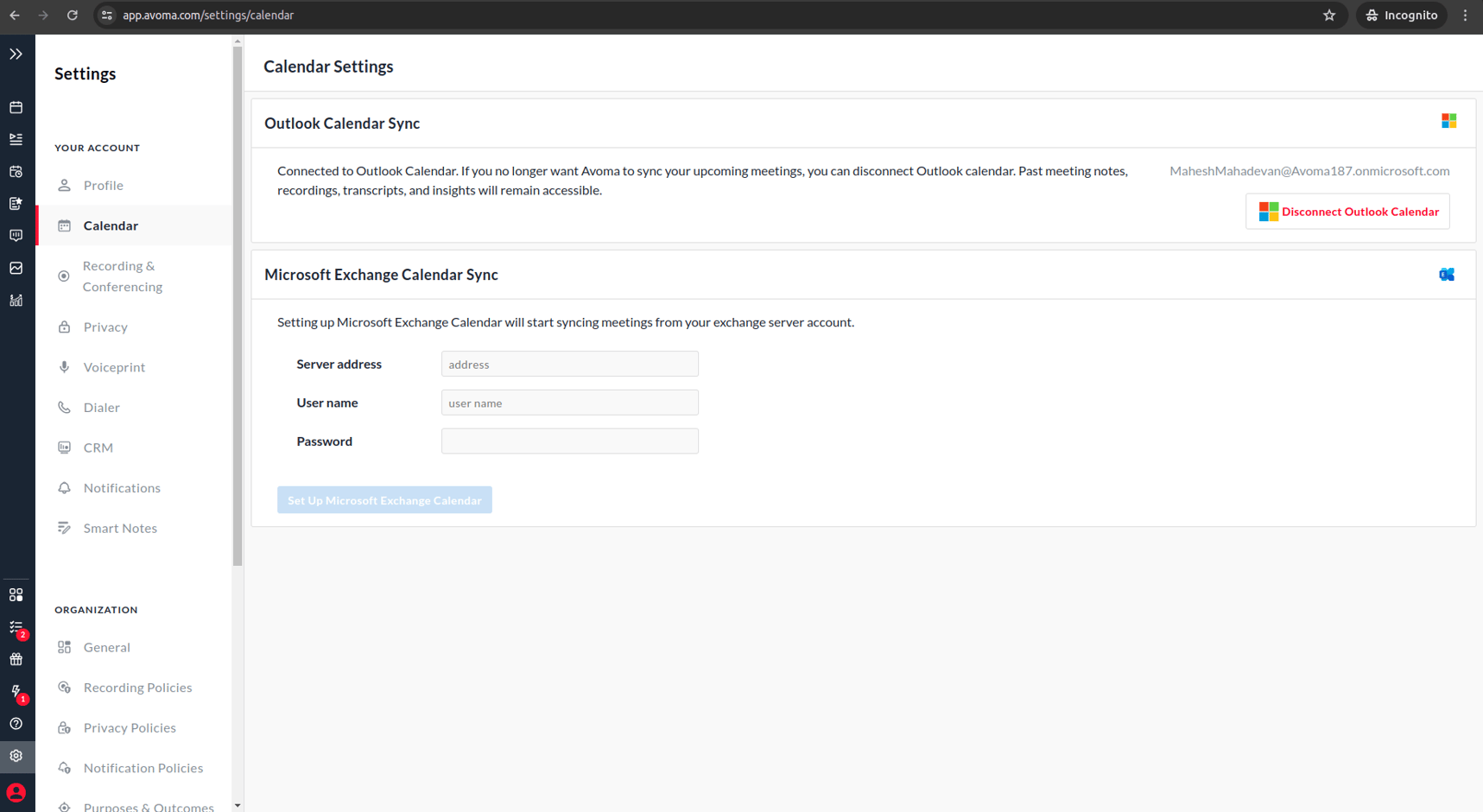 Avoma Integration with Microsoft's Cloud Recording